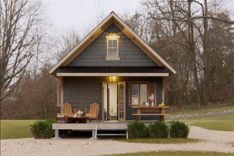 V Roof 30m2 Wooden Small House Example - Tiny House Universe