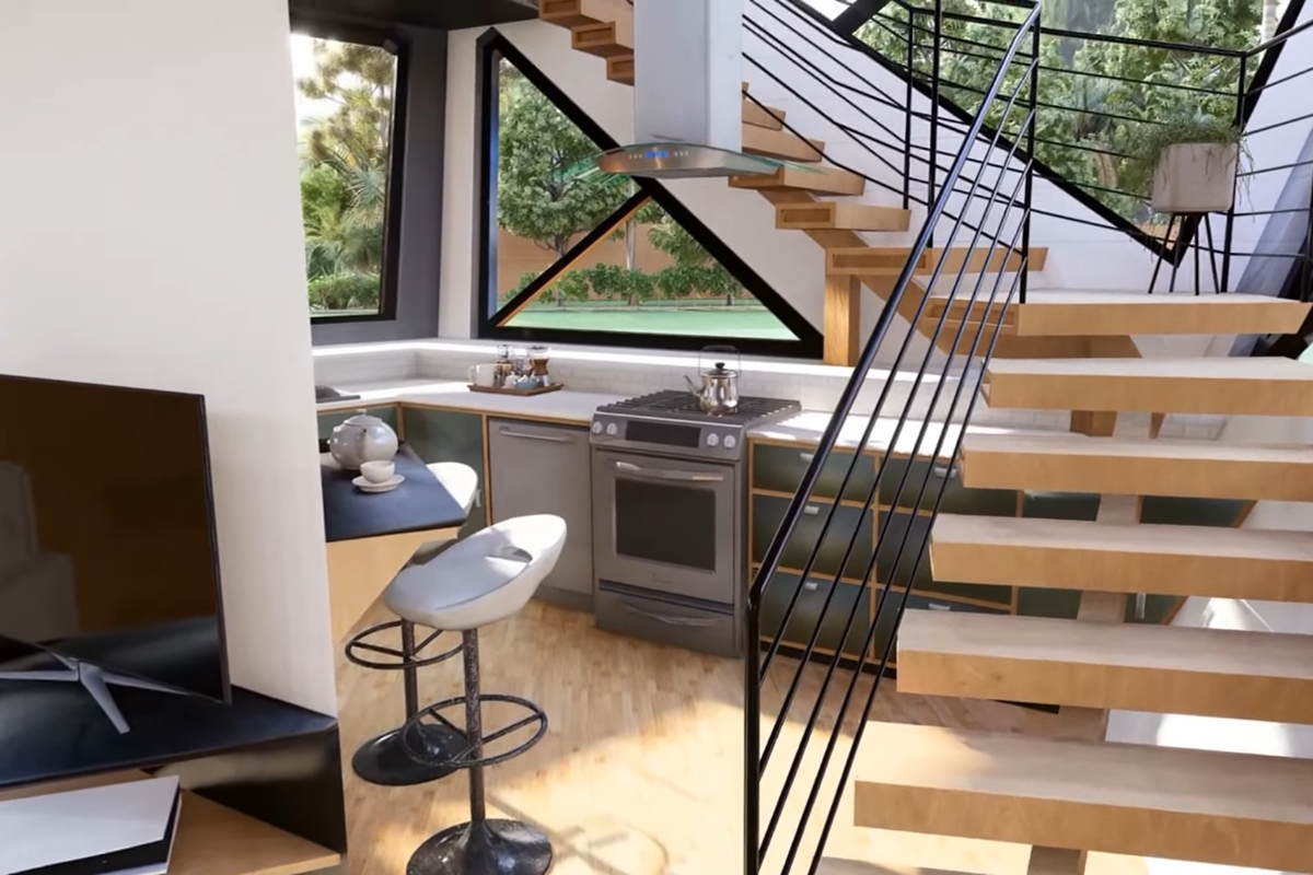 10x10 Ultra Modern Pentagon House Plan - Tiny House Universe