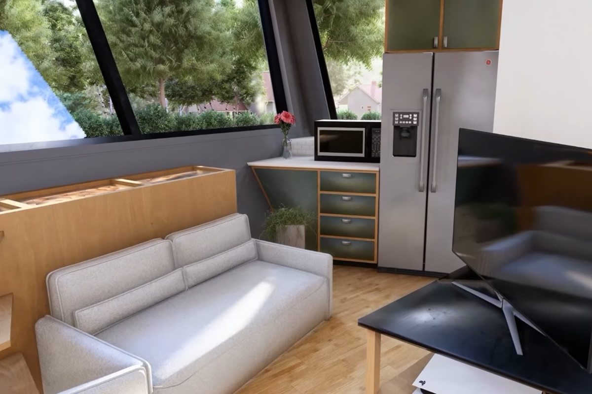 10x10 Ultra Modern Pentagon House Plan - Tiny House Universe