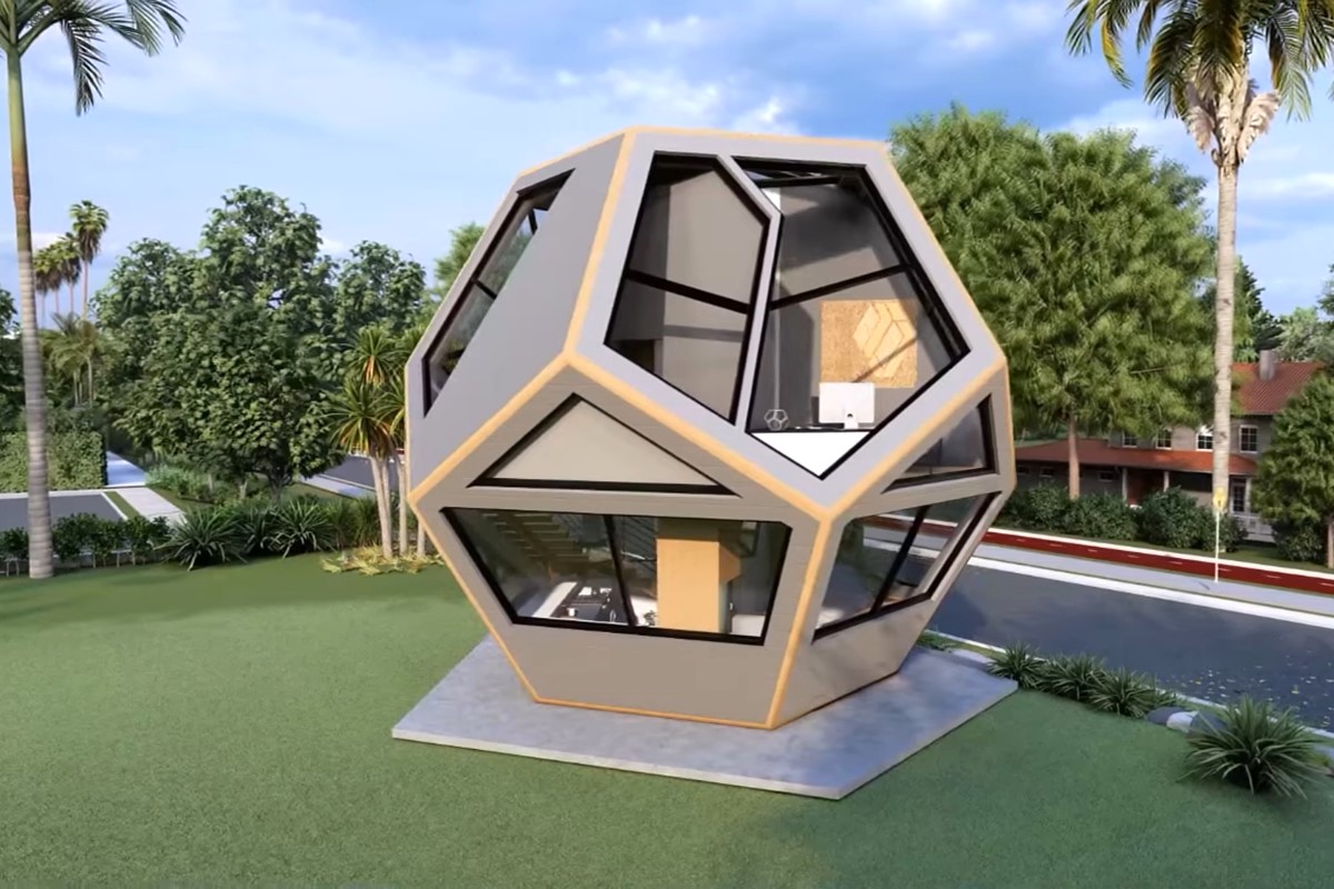 10x10 Ultra Modern Pentagon House Plan - Tiny House Universe